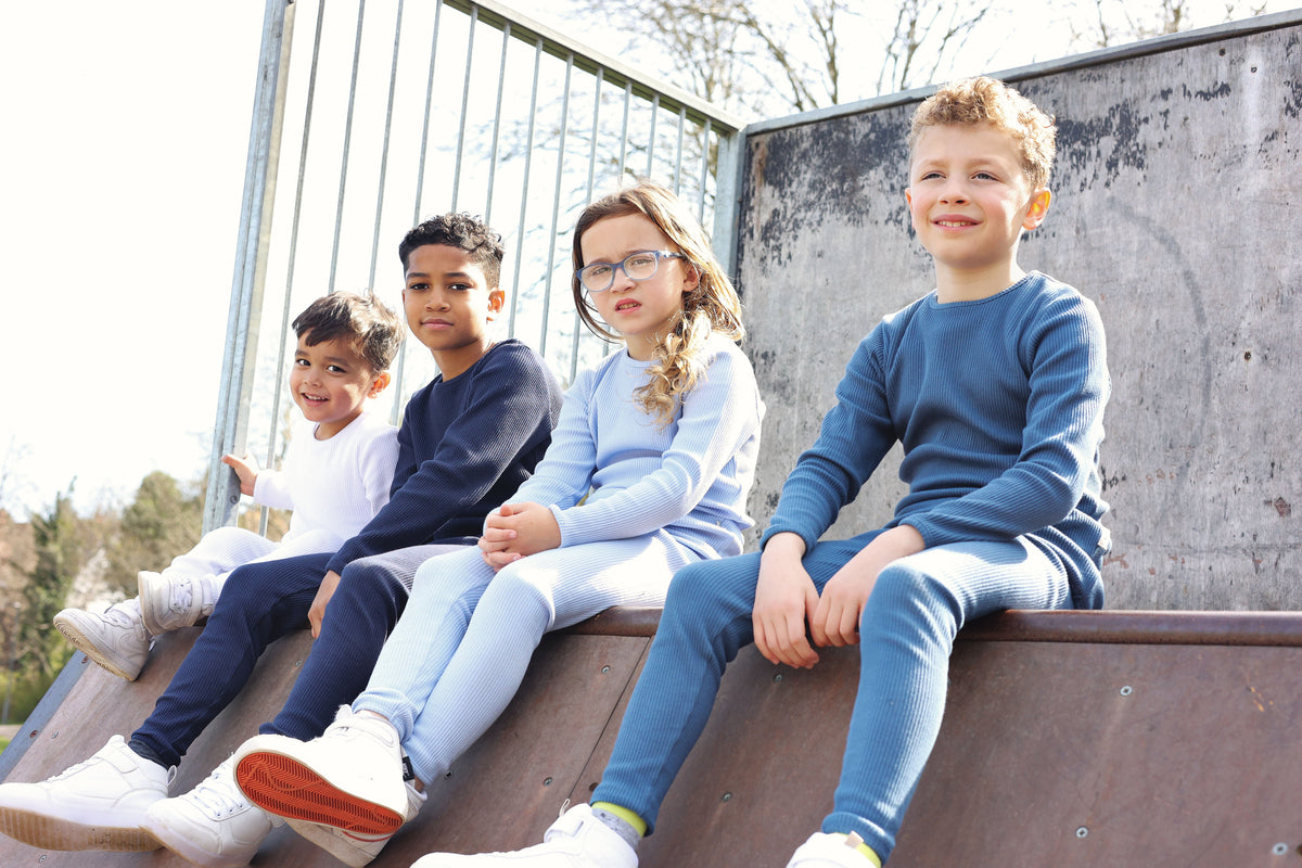 Midnight Blue Ribbed Lounge Set Unisex Pyjama | kidsclothingwholesale